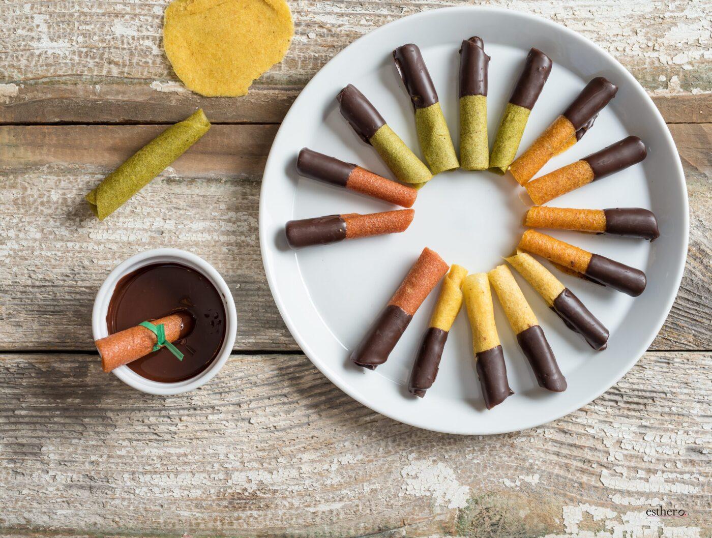 Chocolate Dipped Fruit Rolls - Esther O