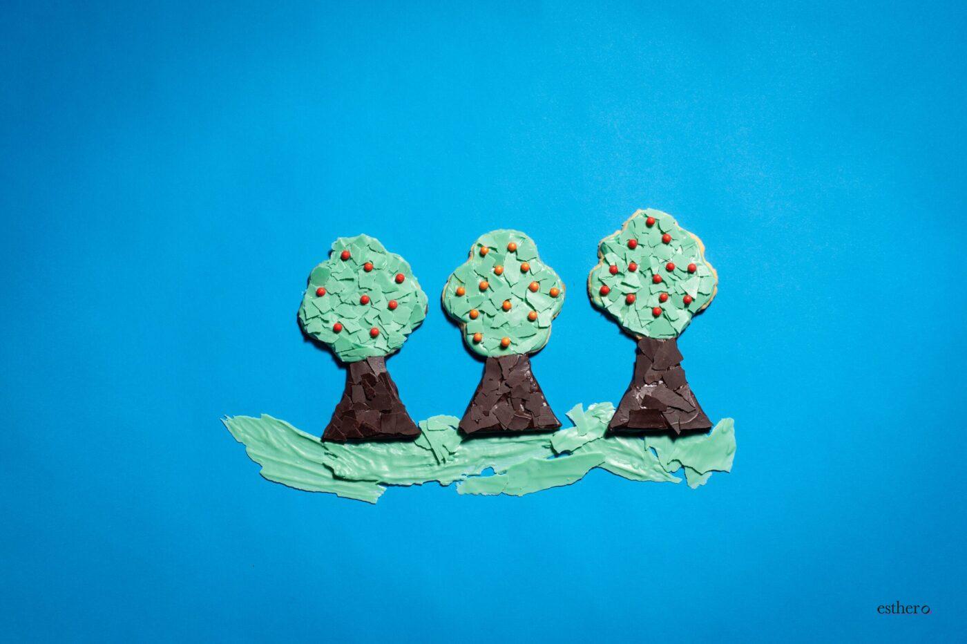 Chocolate Mosaic Tree Cookies - Esther O