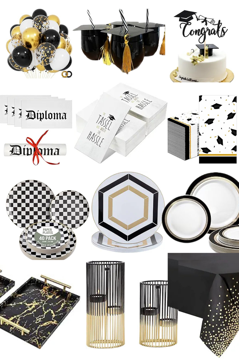 Elegant Black & Gold Graduation Tablescape | Esthero Design