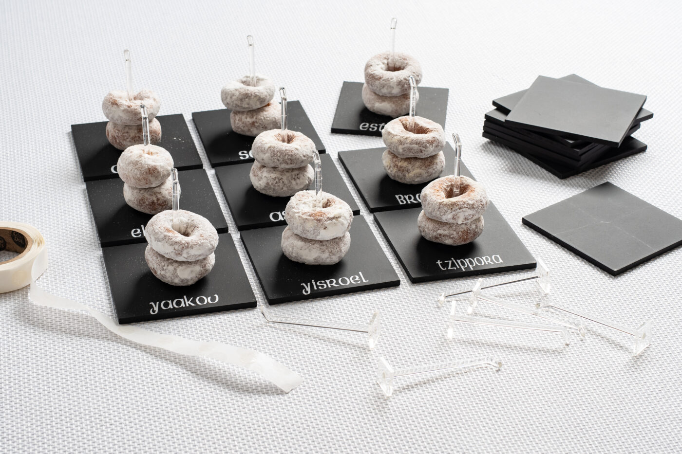 Mini Donut Stands – Personalized Seating Cards | EstherODesign