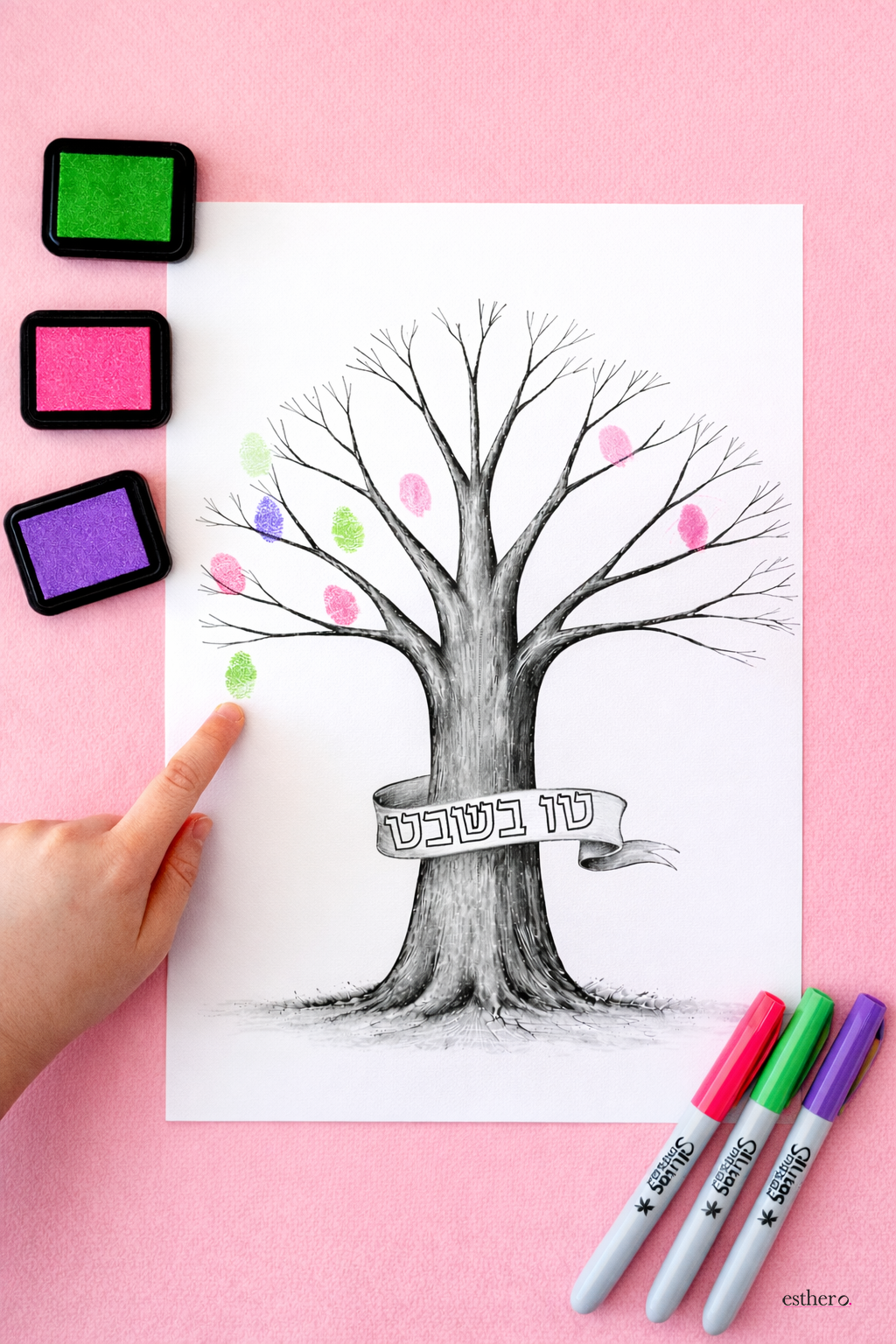 Tu B’Shvat Tree Craft | Free Printable for Kids | EstherO Design